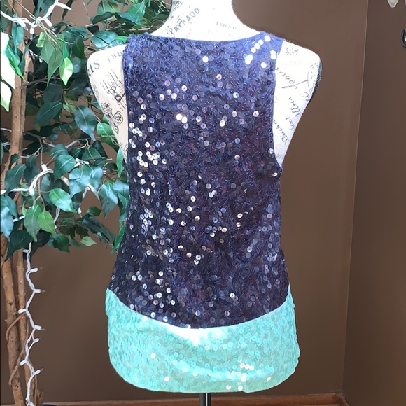 J. Crew | Tops | J Crew Navy And Aqua Sequin Tank | Poshmark